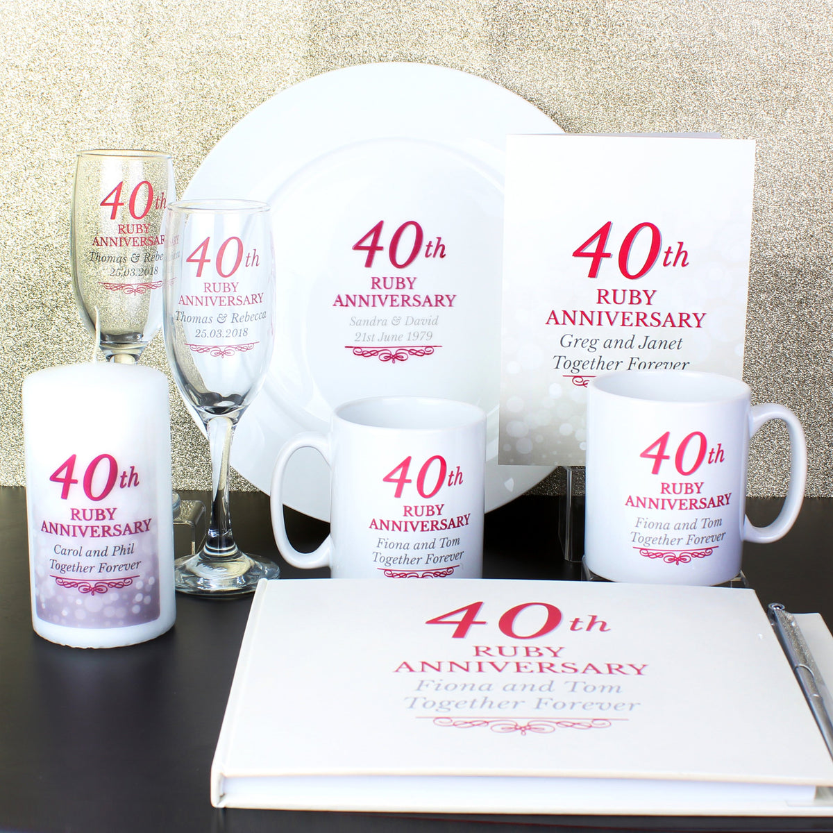 Engraved 40th Ruby Wedding Anniversary Gifts | Personalised — Page 2