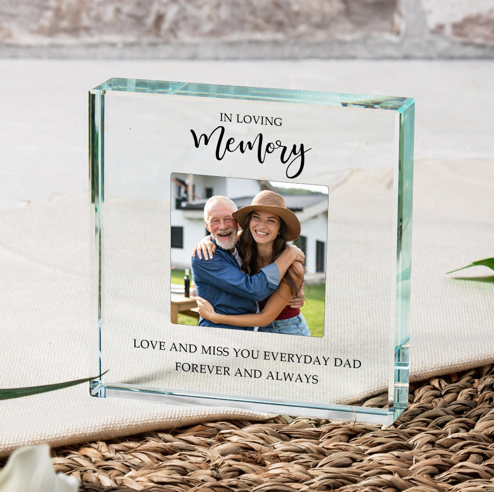 Personalised Photo In Loving Memory Memorial Glass Block