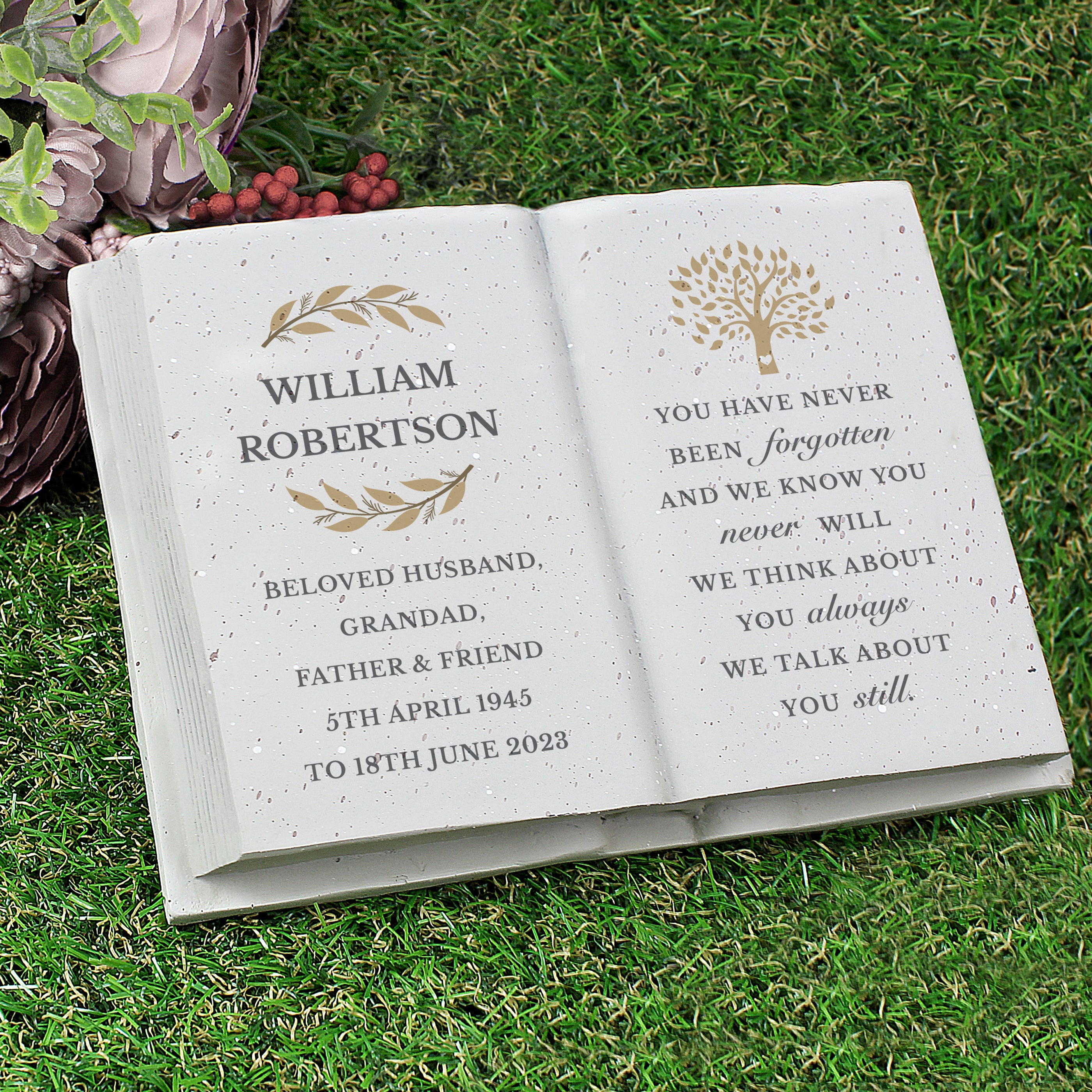 Personalised Family Tree Memorial Resin Gravestone Book – My Happy Moments