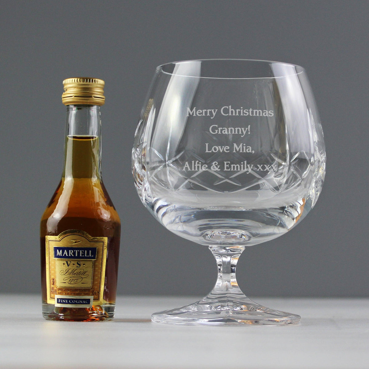 Engraved Cut Crystal Glass & Brandy Gift Set