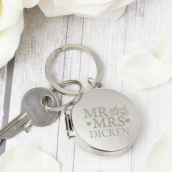 Personalised Mr and Mrs Photo Locket Keyring